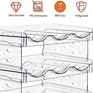 Water Bottle Organizer - 4 Pack Stackable Cup Organizer for Cabinet, Countertop, Pantry and Fridge, Free-Standing Tumbler Kitchen Storage Holder for Wine and Drink Bottles, Clear Plastic