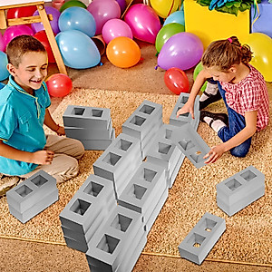 Zhanmai 50 Pack Foam Brick Building Blocks for Kids Thick Foam Cinder Blocks Large Fake Bricks Foam Toy Construction Blocks for Stacking and Construction 8 x 4 x 2.4 (Square)