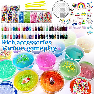 ESSENSON Slime Kit - Slime Supplies Slime Making Kit for Girls Boys, Kids Art Craft, Crystal Clear Slime, Glitter, Slime Charms, Girls Toys Gifts for Kids Age 3+ year old