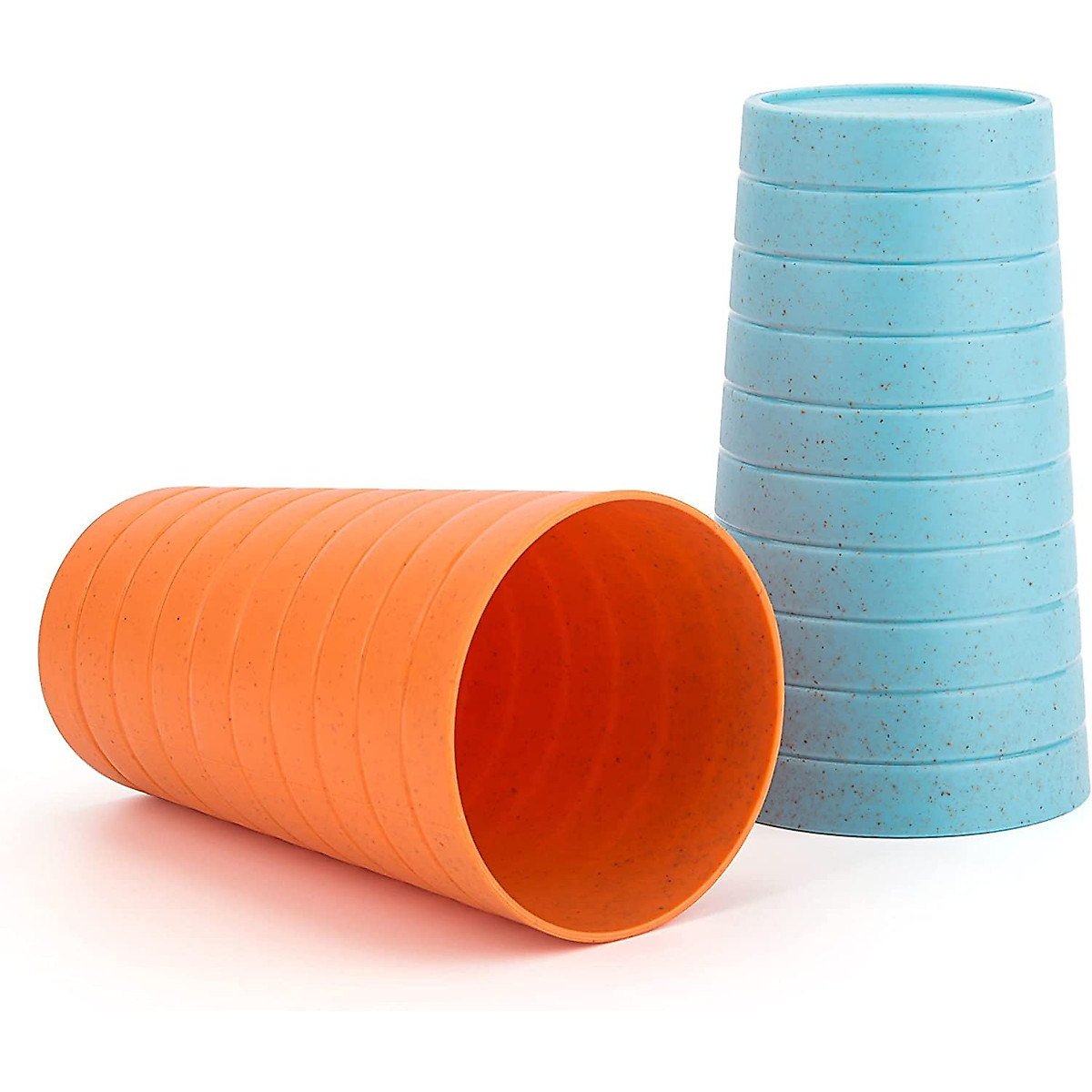 Wheat Straw Dinnerware Unbreakable Wheat Straw Tumblers, Bowls & Plates Dinnerware Set | Set of 18 in 6 Assorted Color | Dishwasher safe, BPA Free