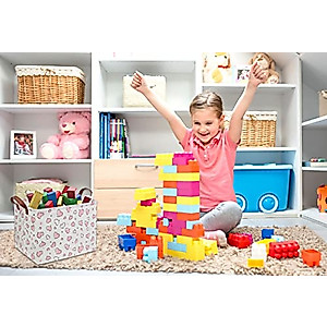 HIYAGON Pink Basket,Valentines Gift Baskets Empty,Cute Storage Bin,Baby Girl Basket, Kids Toy Basket,Rectangular Shelf Basket with Handles,Nursery(Pink Hearts)