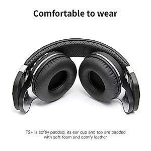 Bluedio T2 Plus Turbine Wireless Bluetooth Headphones with Mic/Micro SD Card Slot/FM Radio (Black)
