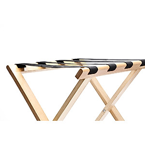 Wholesale Hotel Products Wooden Luggage Rack for Guest Room - Fully Assembled Luggage Stand for Large Suticases - Foldable, Solid Wood - Natural FInish