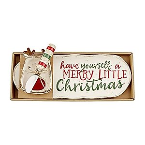 Mud Pie, Multi, Christmas Farmhouse Merry Little Tray & Dip Set, 5" x 13", tray dip 5" x 3" | spreader 5 1/2"
