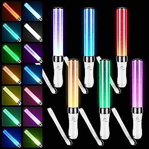 Lewtemi 3 Pcs Reusable Light Sticks 15 Color 2 Lighting Modes Lightsticks Multicolor LED Glow Sticks Flashing Bright Light Sticks for Concert Glow in the Dark Party Favor Supplies