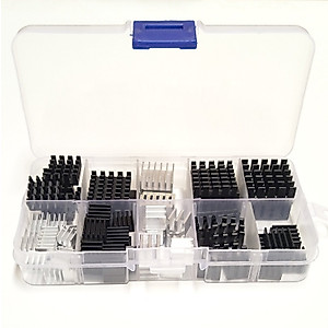 Easycargo 100pcs Heatsink Assortment Kit Small Cooler Aluminum Heat Sink Set for Cooling Laptop CPU GPU VGA RAM VRAM VRM IC LED MOSFET Transistor SCR Voltage Regulator (without Thermal Tape)