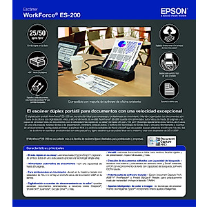 Epson WorkForce ES-200 Portable Document Scanner | Fast & Compact