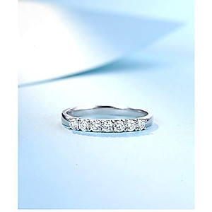 KnBoB Wedding Engagement Rings for Women,18K White Gold Row Drill 0.28ct Diamond Size 6.5