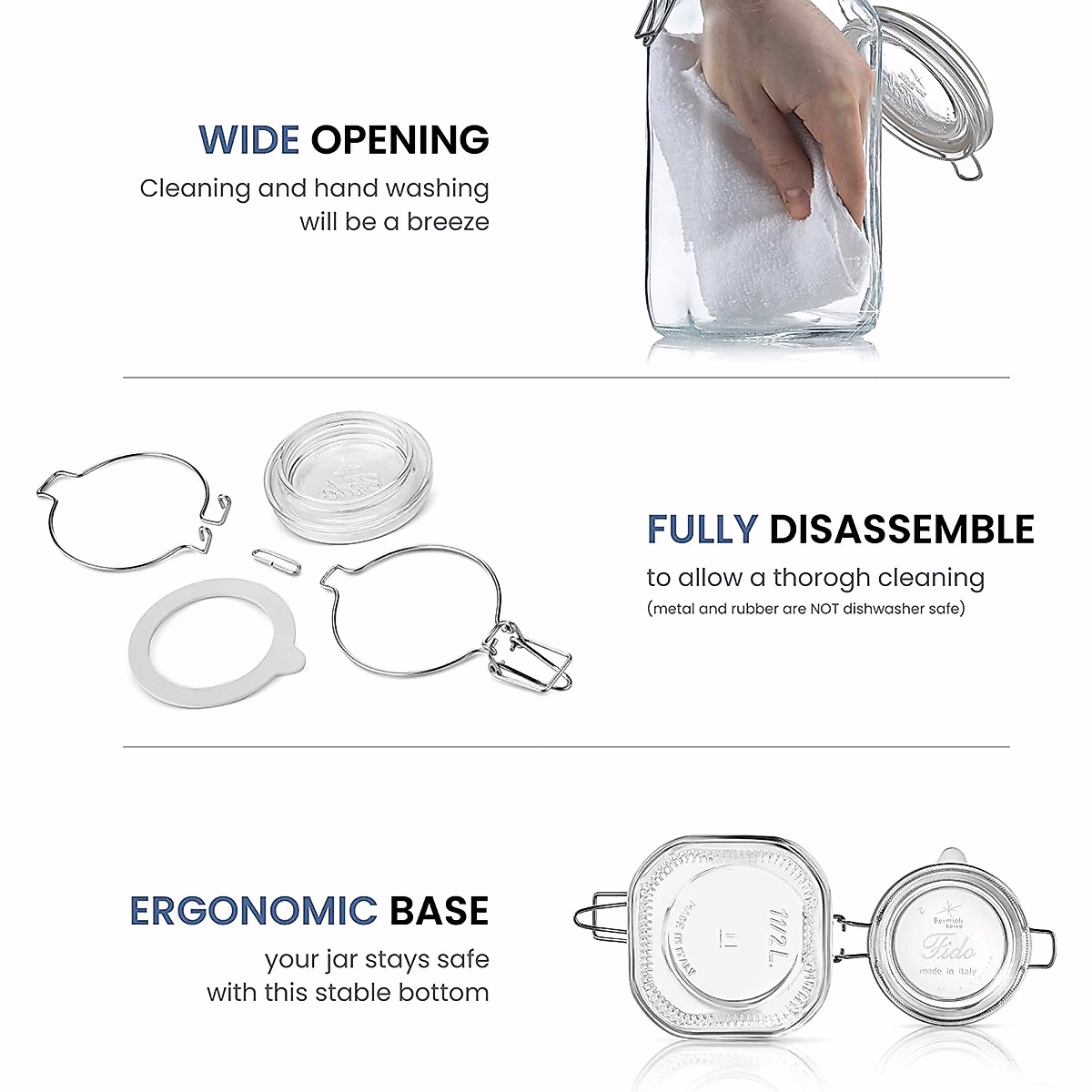 Bormioli Fido Clear Square Canning Jar 1.5 Liter