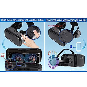 VR Headsets for Phone Cell Phone Virtual Reality headsets VR Headset VR Set 3D Glasses Helmets VR Goggles for TV Movies Video Games Compatible to iOS Android Support 4.7” to 7.3” Mobile Screen (B100)