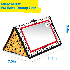 Epessa Baby Mirror Toys for Tummy Time, Newborn Infant Toys 0-6 6-12 Months, Baby Floor Mirror, Black and White High Contrast Baby Toys 0 3 6 9 Month Crawling Sensory Toy, Crib, Car Seat Essential
