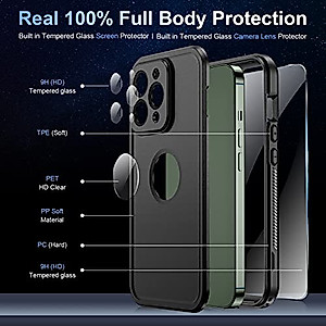 Temdan [Real 360 for iPhone 13 Pro Max Case Waterproof, Built-in 9H Tempered Glass Camera Lens & Screen Protector [Dustproof] [Dropproof][IP68 Underwater] Full-Body Shockproof Phone Case-Black