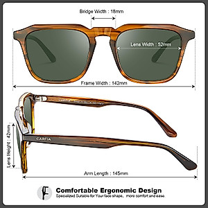 CARFIA Acetate Polarized Mens Sunglasses UV Protection Retro Fashion Cool Glasses for Driving Golf Fishing CA5352