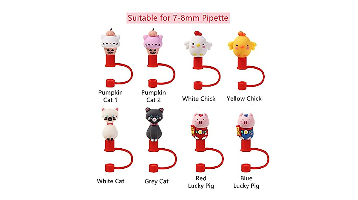 Beyonday Cute Animals Silicone Straw Plug - Reusable & Safe