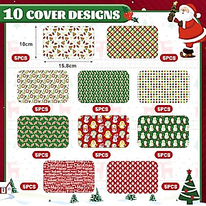 50 Pack Christmas Food Prep Containers with Lids 25 oz Meal Packaging Containers Plastic Christmas Cookie Boxes Reusable for Holiday Goodie Container or Exchange Gift Giving 10 Designs