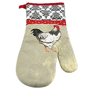 Home-X Rooster 100% Cotton Oven Mitt for Cooking and Serving, Professional Heat Resistant Microwave Oven Soft Inner Lining Baking Kitchen Cooking Mittens BBQ Grilling