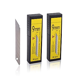 FOSHIO 30 Degree Snap Off Blades 9MM Universal Art Knife Replacement Blades, High Hardness Carbon Steel Material, Auto Vinyl Wrap Office Cutter Craft Knife Sharp Blades, Pack of 100