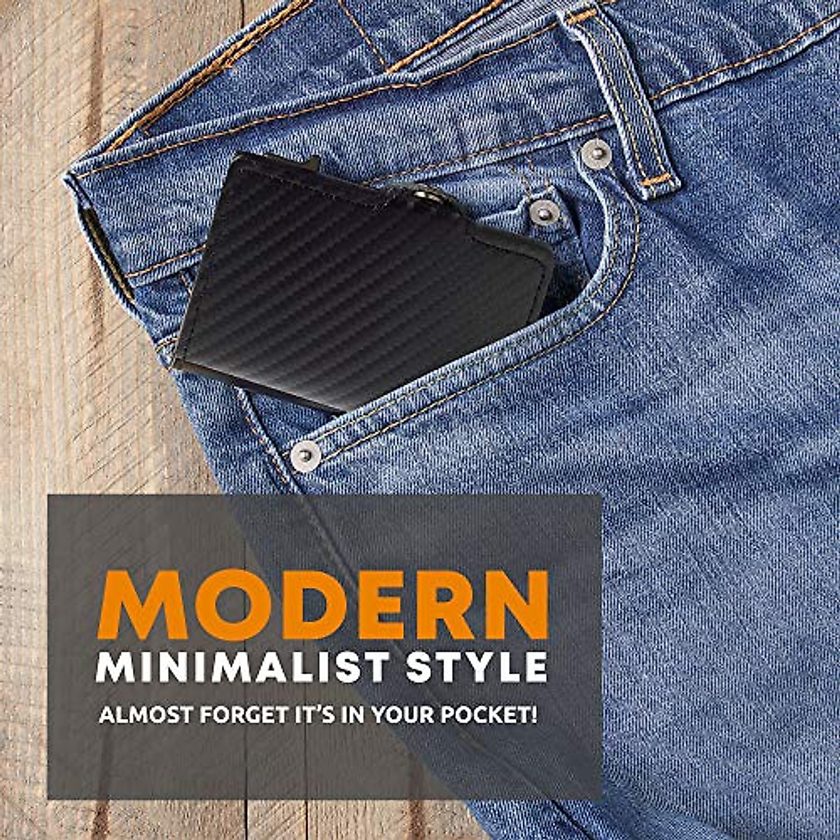 Card Blocr Pop Up Credit Card Wallet, RFID Blocking Credit Card Holder for men, Cool Wallets for Men in Carbon Wallet Design, Compact Card Holder Wallet for Secure Storage (Black PU Carbon Fiber)