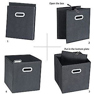 SEVENDOME Fabric Cloth Storage Bins,Fabric Cube Organizer with Dual Handles Foldable Cube Storage Baskets for Home Bedroom Storage,Set of 3, Gray