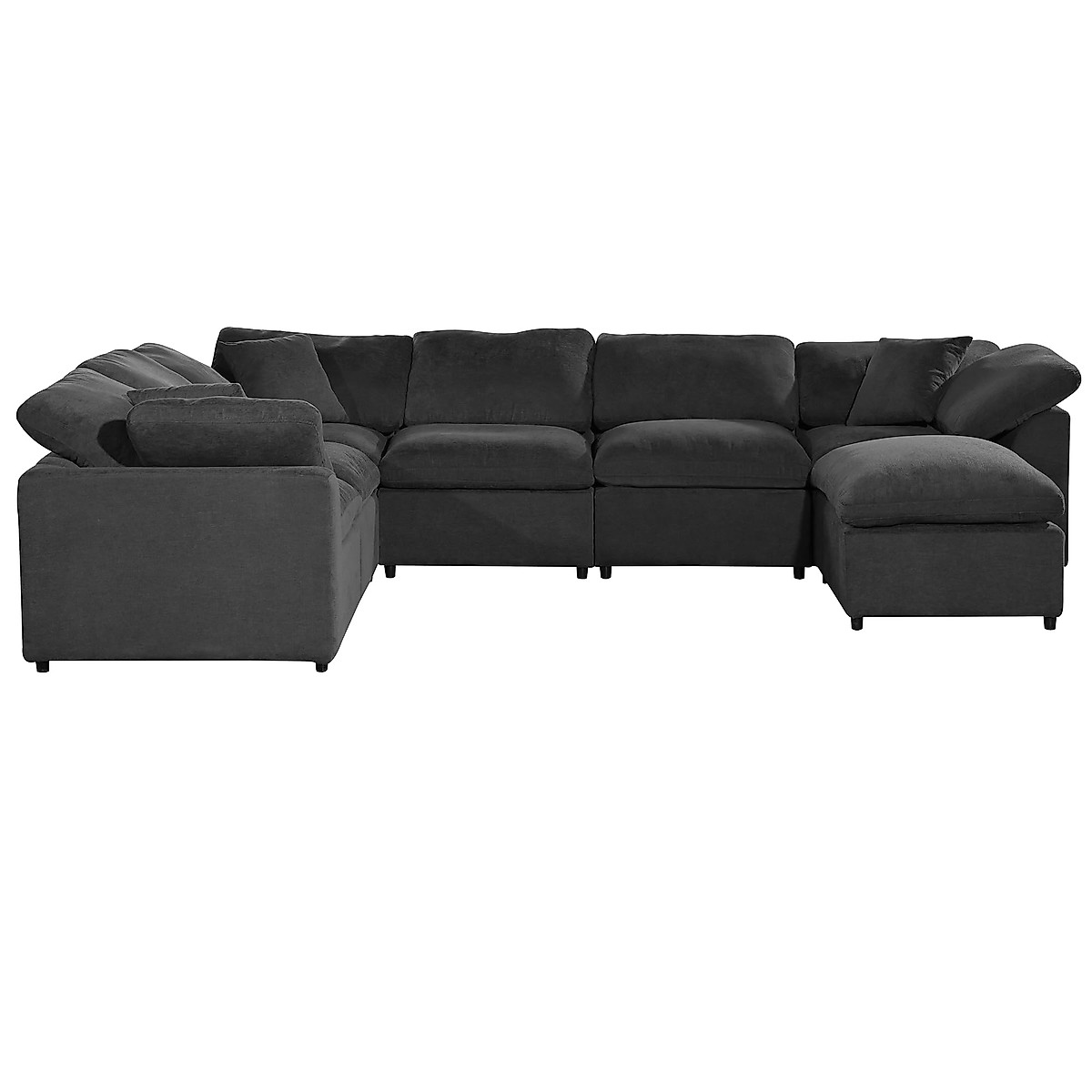 kevinplus 130'' Large Sectional Sofa Couch Cloud Sofa Couch Dupes for Living Room, Modern Upholstered L-Shape Corner Sofa Couch with Ottoman for Office Spacious Space, Grey