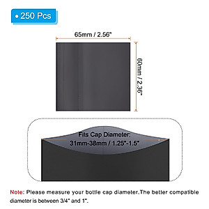 PATIKIL 65x60mm PVC Perforated Shrink Bands, 250Pcs 0.05 mm/2 Mil Thickened Heat Shrink Seal Wrap Fit for 1.25"-1.5" Cap Diameter Essential Oil Bottles Jars Cans Tin, Black
