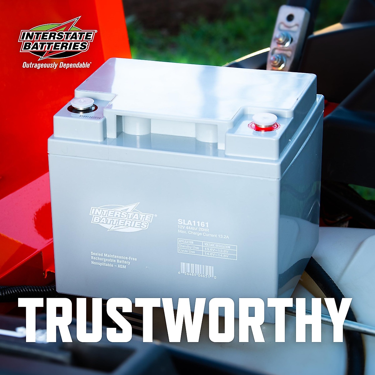 Interstate Batteries 12V 44Ah Battery (Insert Terminal) SLA AGM VRLA Rechargeable Replacement for UPS Backup Power, Fire & Security, Emergency Lighting (SLA1161)