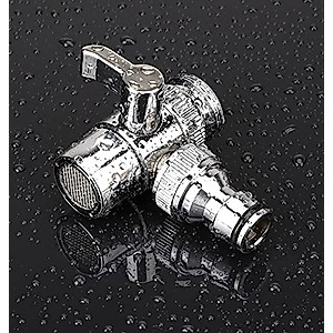 Brass Faucet Diverter Valve Adapter, Swich Faucet Adapter Aerator Valve Diverter to Connect Washing Machine, Shower Garden Hose (NPT M24mm Inlet x Quick Connector Outlet)