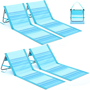 Tinideya 4 Pack Portable Beach Lounge Chairs Folding Beach Loungers for Adults, Lightweight Sunbathing Poolside Tanning Lounger, Outdoor Lounge Beach Mat for Beach Pool Music Festival Travel Camping