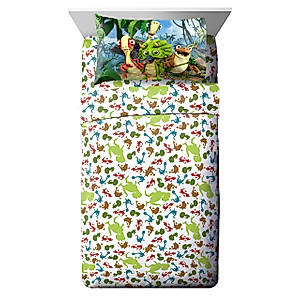 Jay Franco Gigantosaurus 4 Piece Toddler Bed Set – Bed Set Includes Toddler Size Comforter & Sheet Set - Bedding Features Dinosaur Rocky, Bill, Tiny, & Mazu (Official Gigantosaurus Product)