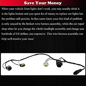 HOPUT 15930264 645-539 645539 Headlight Wiring Harness Connector, Compatible with Chevy Malibu 2008-2012