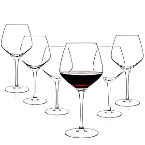 Luxbe - Crystal Wine Glasses 21-ounce, Set of 6 - Large Handcrafted Red White Wine Glass - 100% Lead-Free Crystal Glass - Professional Wine Tasting - Burgundy - Pinot Noir - Bordeaux - 650ml