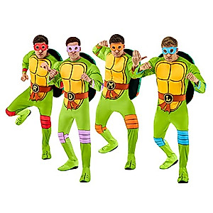 Rubies Men's Teenage Mutant Ninja Turtles Deluxe Michelangelo Costume Jumpsuit, Shell, and Eye-Mask, As Shown, X-Large