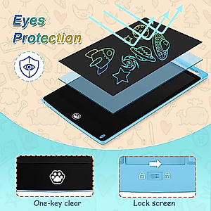 2 Pack LCD Writing Tablet, 8.5 Inch Writing Tablet for Kids, Colorful Screen Doodle Board, Erasable and Reusable Digital Drawing Tablet, Learning Educational Toys for Girls Boys, Blue+Pink