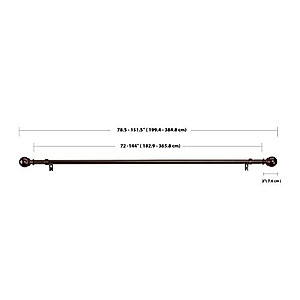 Amazon Basics 1" Curtain Rod with Round Finials, 72" to 144" and Amazon Basics 1" Curtain Clip Ring, Set of 7, Espresso (Dark Bronze)