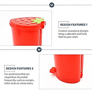 DOITOOL Mini Heart Desktop Trash Can: Push Type Strawberry Wastebasket Small Paper Tabletop Garbage Bin with Swing Lid Countertop Trash Container for Office Home Red