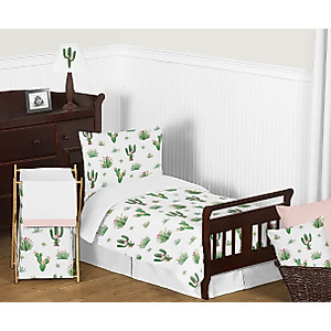 Sweet Jojo Designs Cactus Floral Girl Fitted Crib Sheet Baby or Toddler Bed Nursery Photo Op - Pink and Green Boho Watercolor Love Grows Here