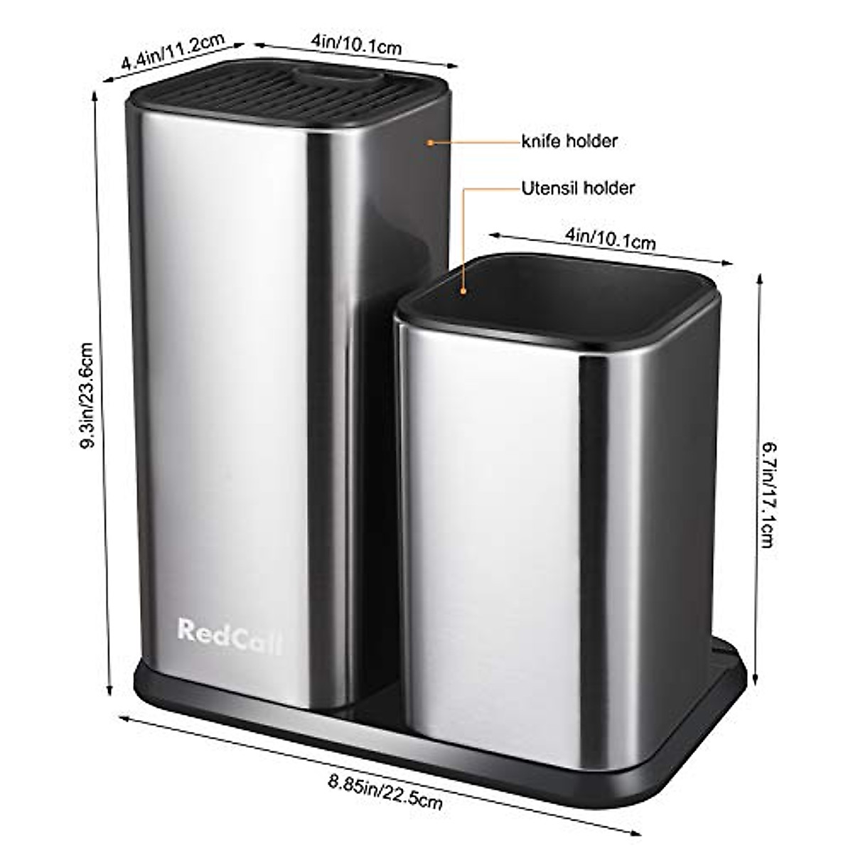 RedCall Universal Knife Block Without Knives,Modern Knife Utensil Holder for Countertop,Stainless Steel Knife Holder for Kitchen Counter,Edge-Protect Knife Storage Organizer (Stainless Steel (Silver))