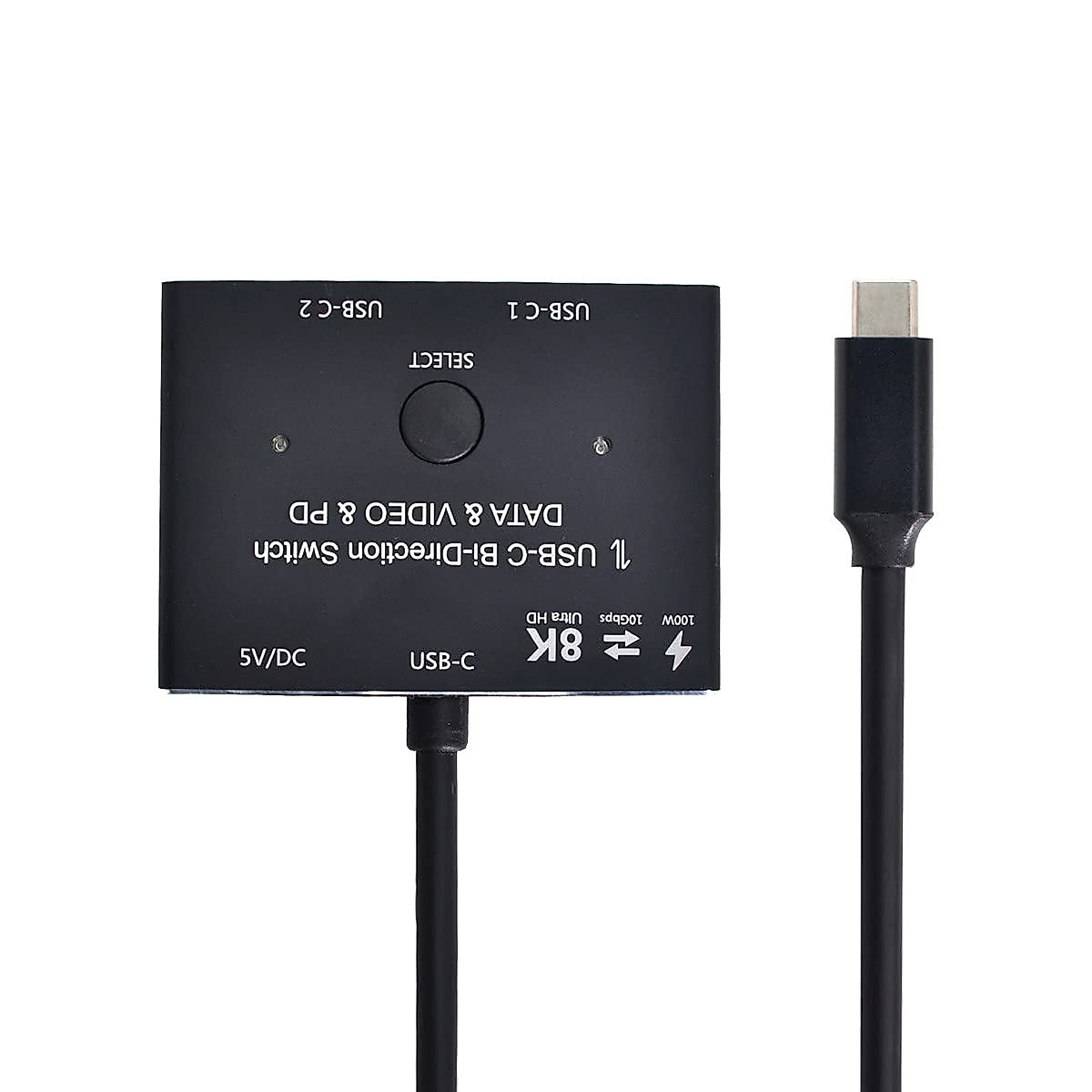 Cablecc USB-C Type-C Bi-Direction Switch MST 1 to 2 Hub Support Video Data PD 8K@30hz 100W 10Gbps with 50cm Cable