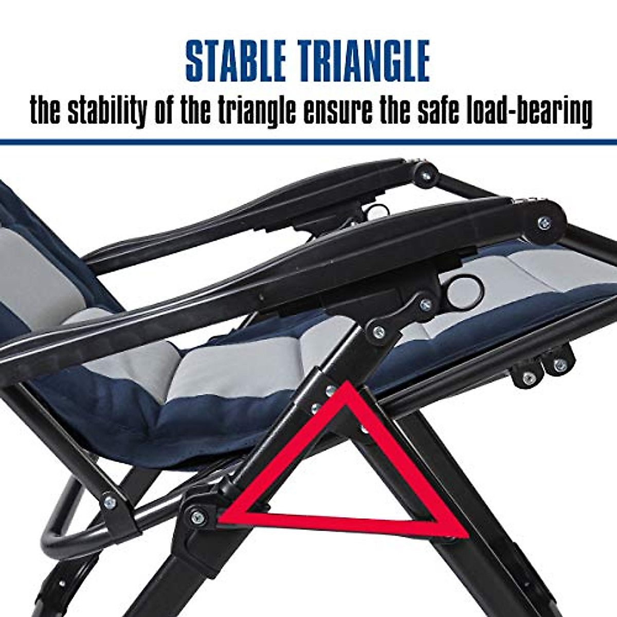 Coastrail Outdoor Zero Gravity Chair Oversized XXL 33.5" Width Patio Recliner Padded Reclining Folding Lounger with Pillow, Side Table for Camping, Lawn, Garden, 500lbs Capacity Blue/1pack