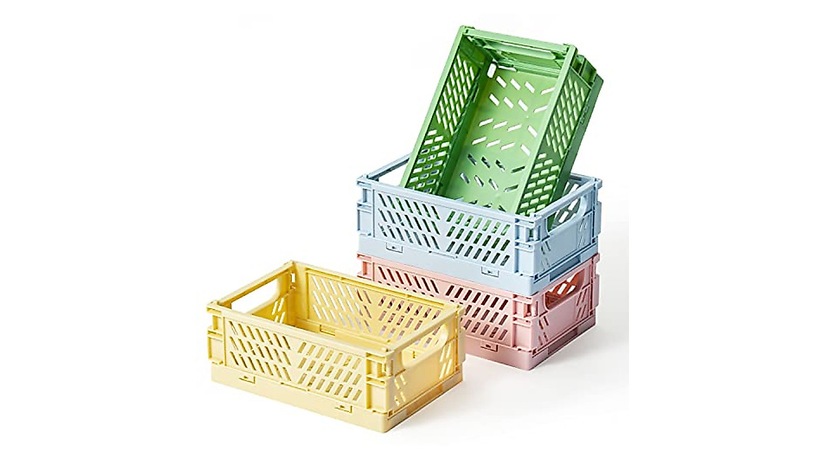D1resion 4-Pack Stackable Mini Crates for Stylish Home Organization
