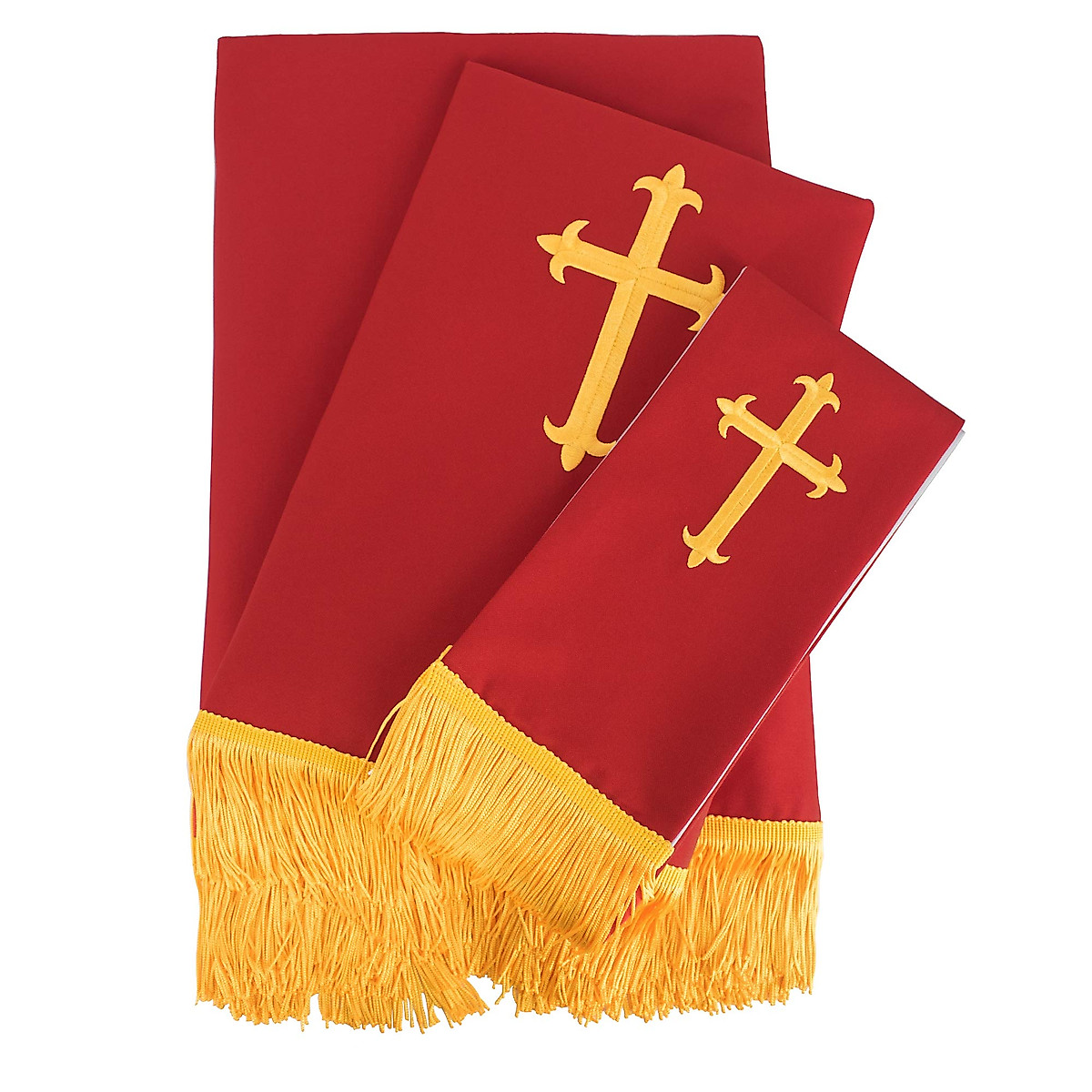 GraduatePro Set of 3 Reversible Parament Set Red White with Embroidered Gold Latin Cross