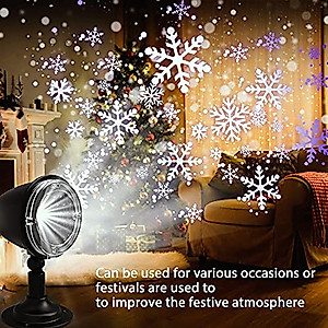 Christmas Projector Lights Outdoor,Upgraded Dynamic Holiday Snowflake Lights Projector,IP65 Waterproof White Snow LED Snowfall Projector Lights for Halloween Party Home Garden Decoration-2 Sets