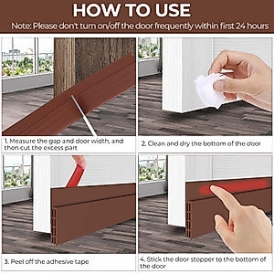 Door Draft Stopper Weather Stripping: Ohuhu Under Door Bottom Seal Strip Sweep Blocker Gap Filler Flexible Noise Insulation Draft Guard for Bottom of Door Garage (Brown, 39" L x2 W)