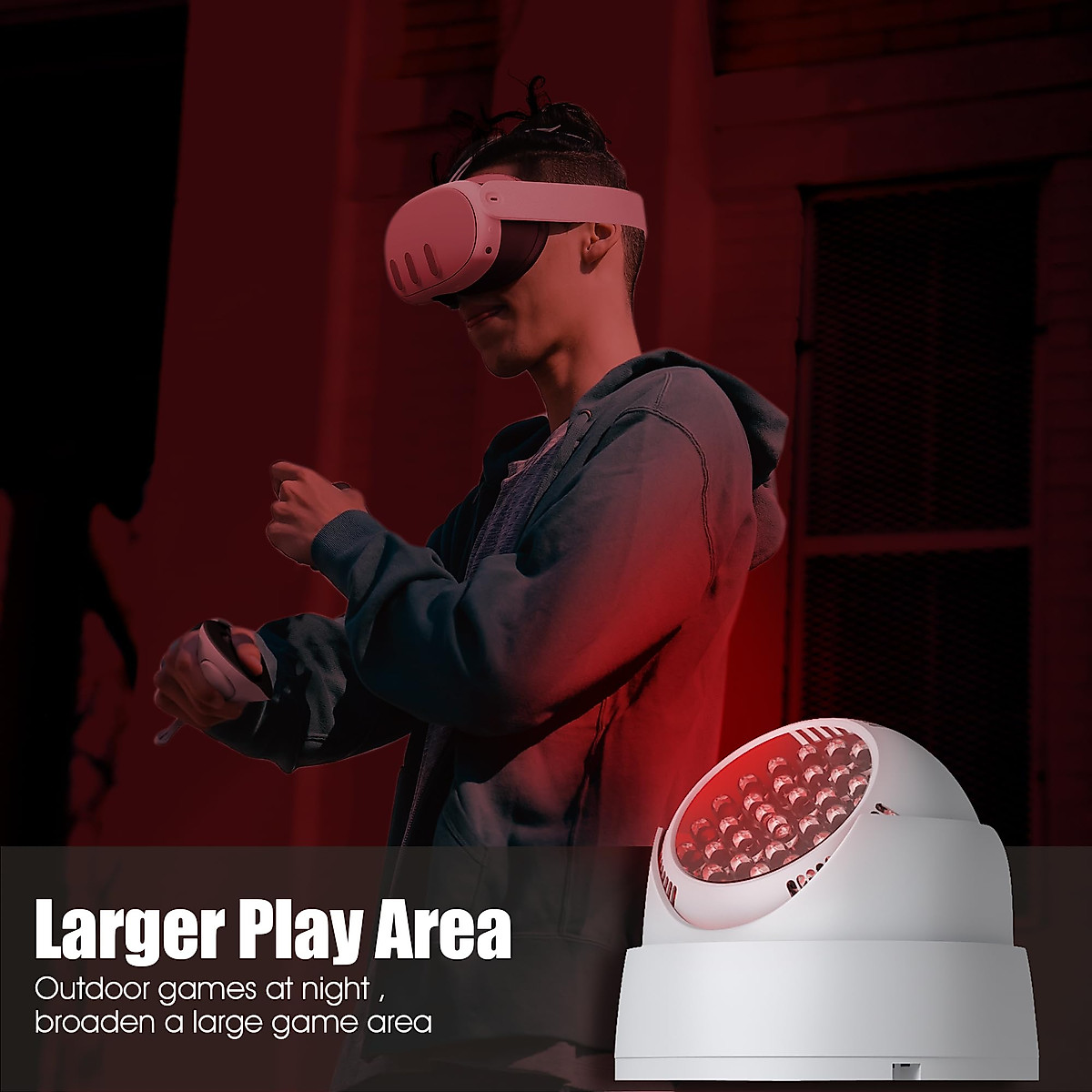 Orzero Ir Illuminator Infrared Light Compatible for Quest 3, Quest, Quest 2, PSVR2, Enhance Hand Tracking Immersive No-Light Disturbance Increase Tracking Sensitivity with Power Adapter - White