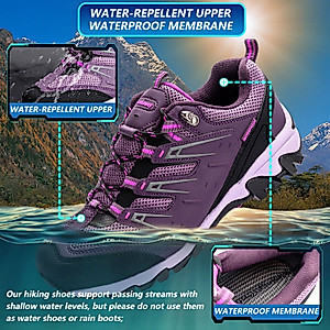 Ansbowey Womens Hiking Shoes Waterproof Lightweight Trekking Camping Boots Outdoor Non-Slip Walking Sport Shoes Purple US 7.5 Men/ 9.5 Women