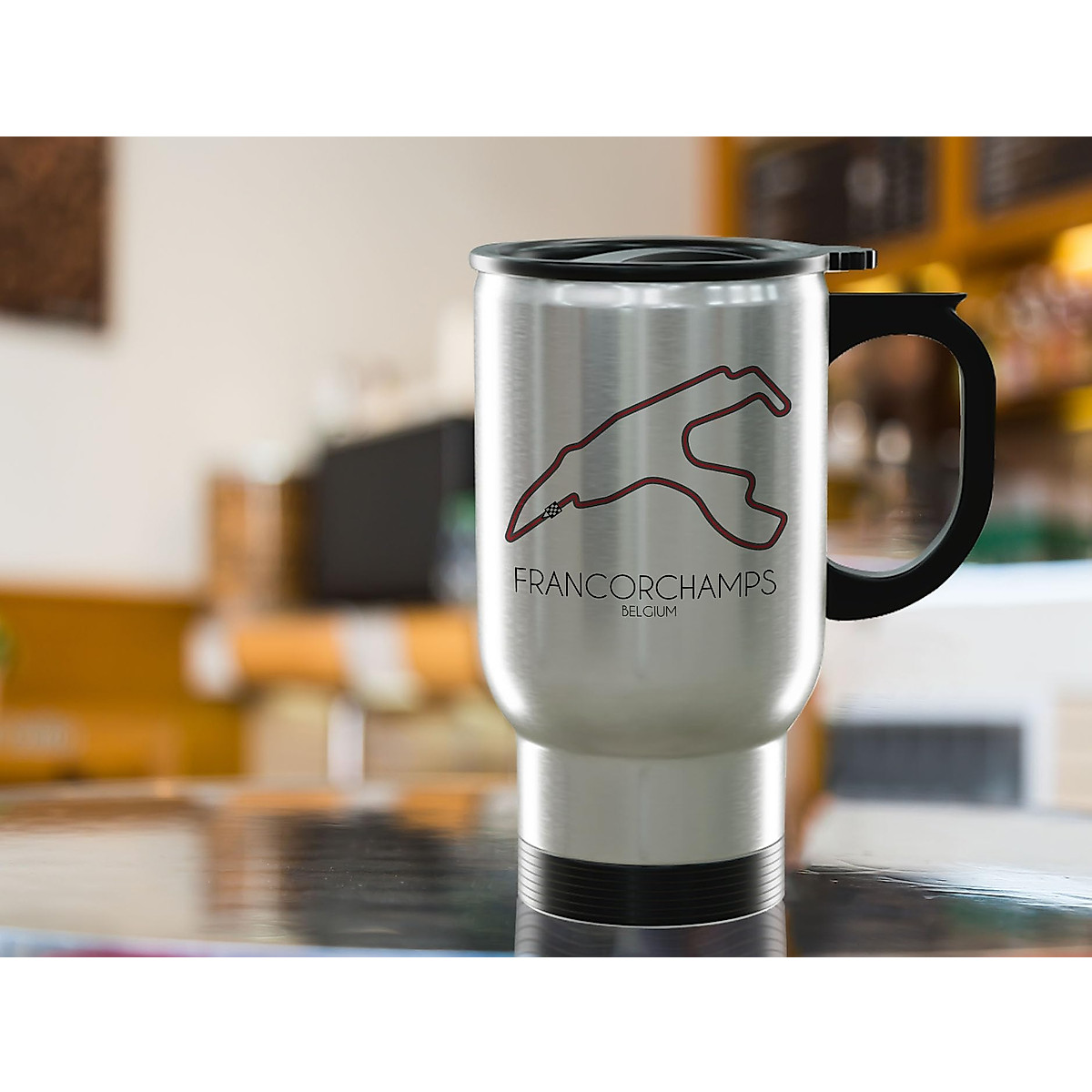 Francorchamps Coffee Mug , Francorchamps F1 Coffee Mugs , Belgium F1 Course Map , Best F1 Course Map Sporting , 14oz Travel Steel Mug F1 Map , F1 Gifts for Him & Her , Francorchamps Mug Souvenirs