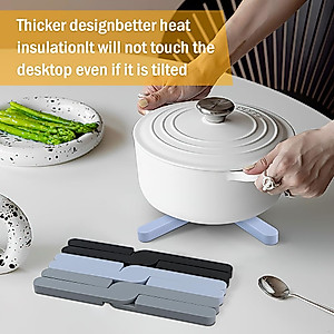 Foldable Silicone Trivet, 3 Pack Trivet Pad for Hot Pots and Pans, Heat-Resistant Pad Silicone Pot Holder for Hot Dishes (Blue)