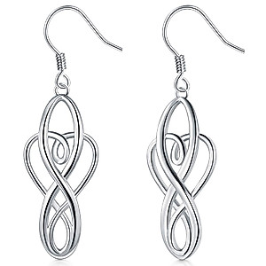 BORUO Sterling Silver Earrings, Celtic Knot Dangle, 925 Metal Type, Good Luck Irish Design for Women