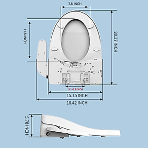 R&T Electronic Bidet Seat for Elongated Toilet, Smart Toilet Seat with Warm Air Dryer and Temperature Controlled Wash Functions (V2601 Heated Bidet Seat)