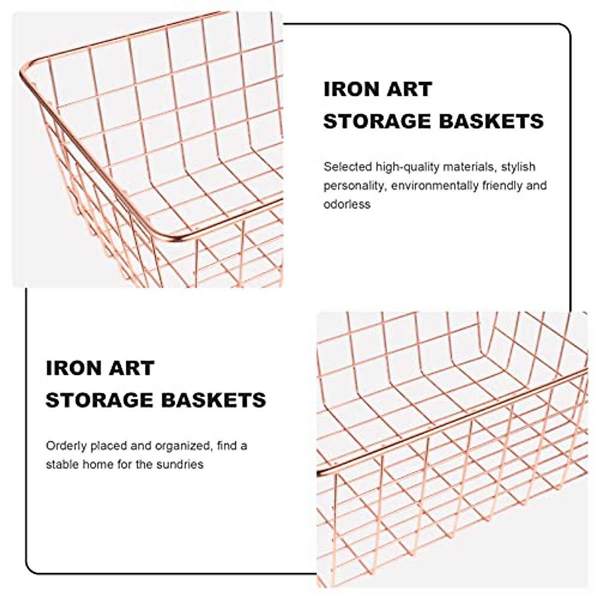 ORFOFE Basket Laundry Sundry Baskets Iron Makeup Gold Table Rose Books Desktop Blanket Organizer Storage Food Sundries Decorative Clothes Shelfrose Household Nesting Wire Cloths